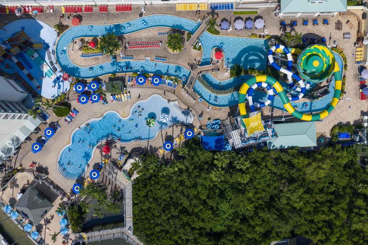 Aerial shot of water park